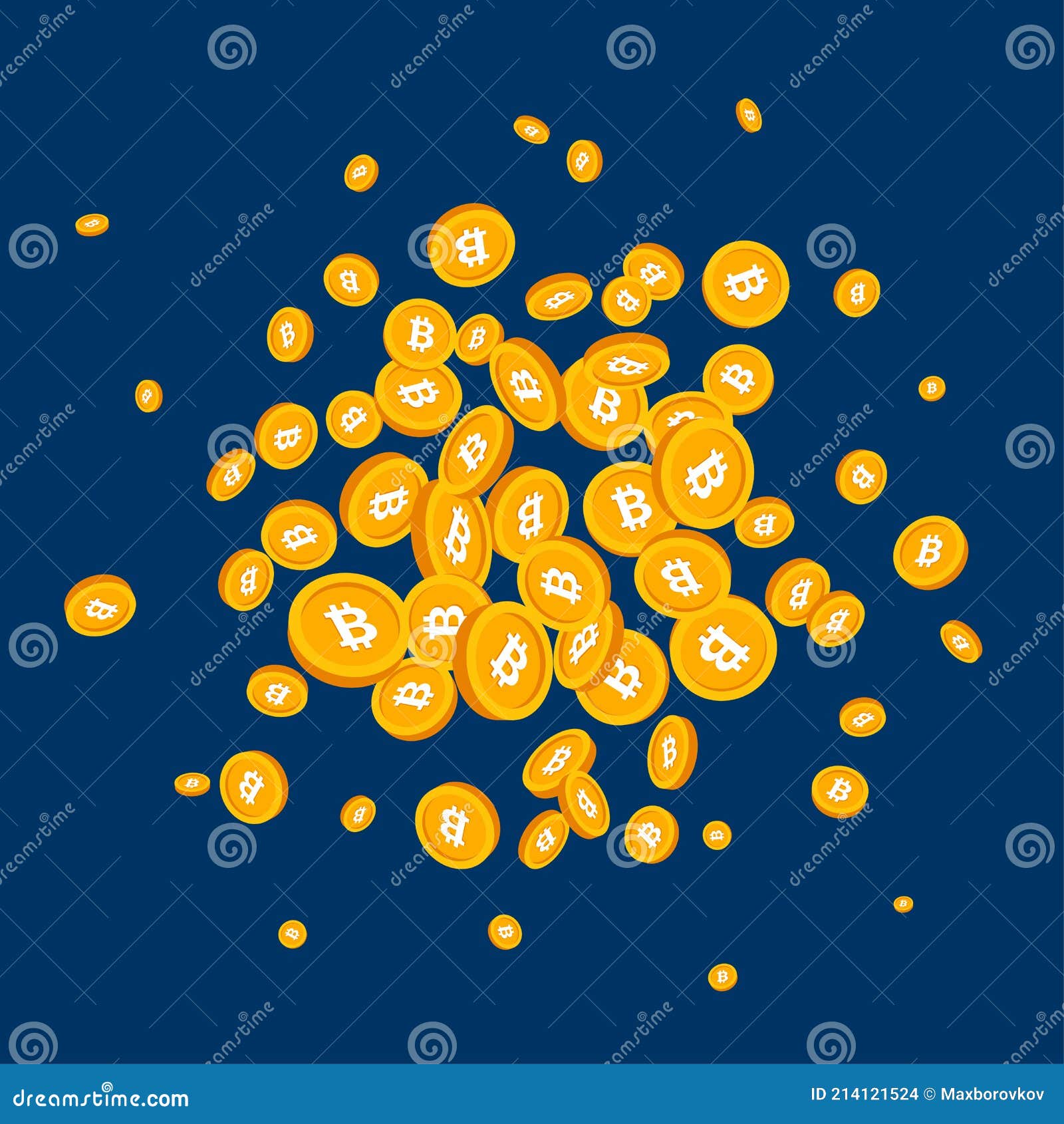 Background with 3d Orange Bitcoin Coins Stock Vector - Illustration of ...