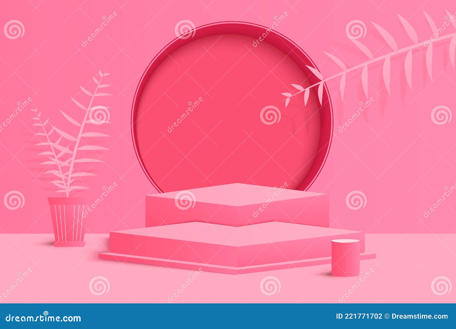 Background 3d Pink Rendering with Podium and Minimal Pink Wall Scene ...