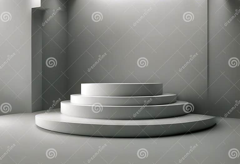 Background 3D Rendering Podium White Empty Dais Step Stage Racked Floor ...