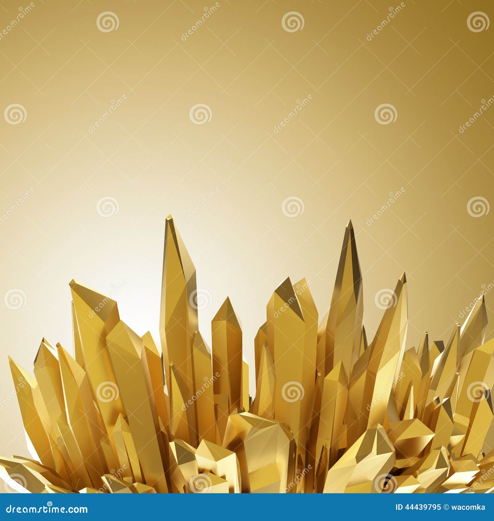 Background with 3d Sharp Golden Crystal Shapes Stock Illustration ...