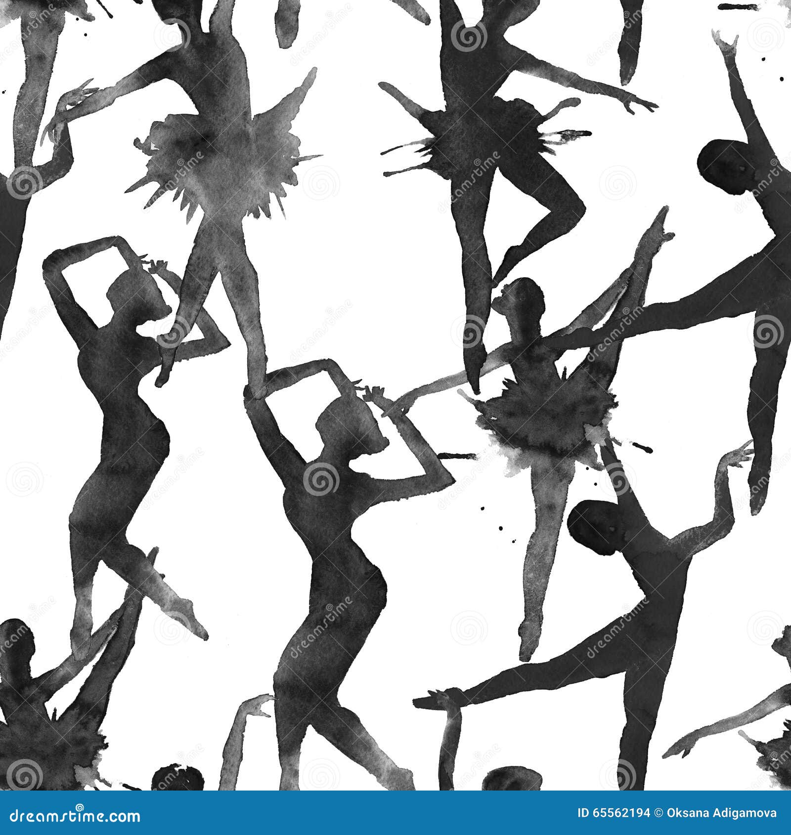 The Background Dancers. Monochrome Version.watercolor Stock ...