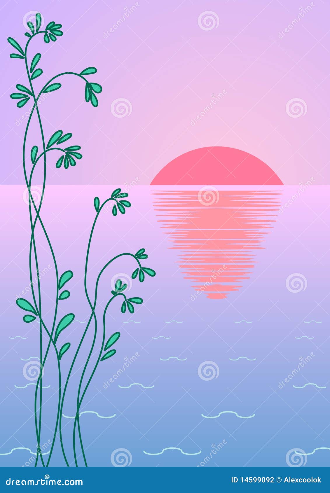 Background: a Dawn on the Sea Stock Vector - Illustration of curve ...