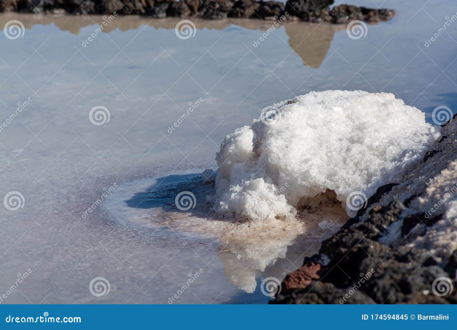 Background with Dead Sea High Salinity Surface with Salt Rocks Stock ...