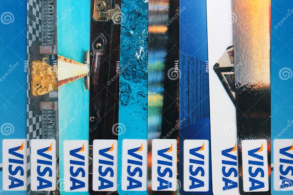 Background of the Debit Cards Visa Closeup Editorial Stock Image ...