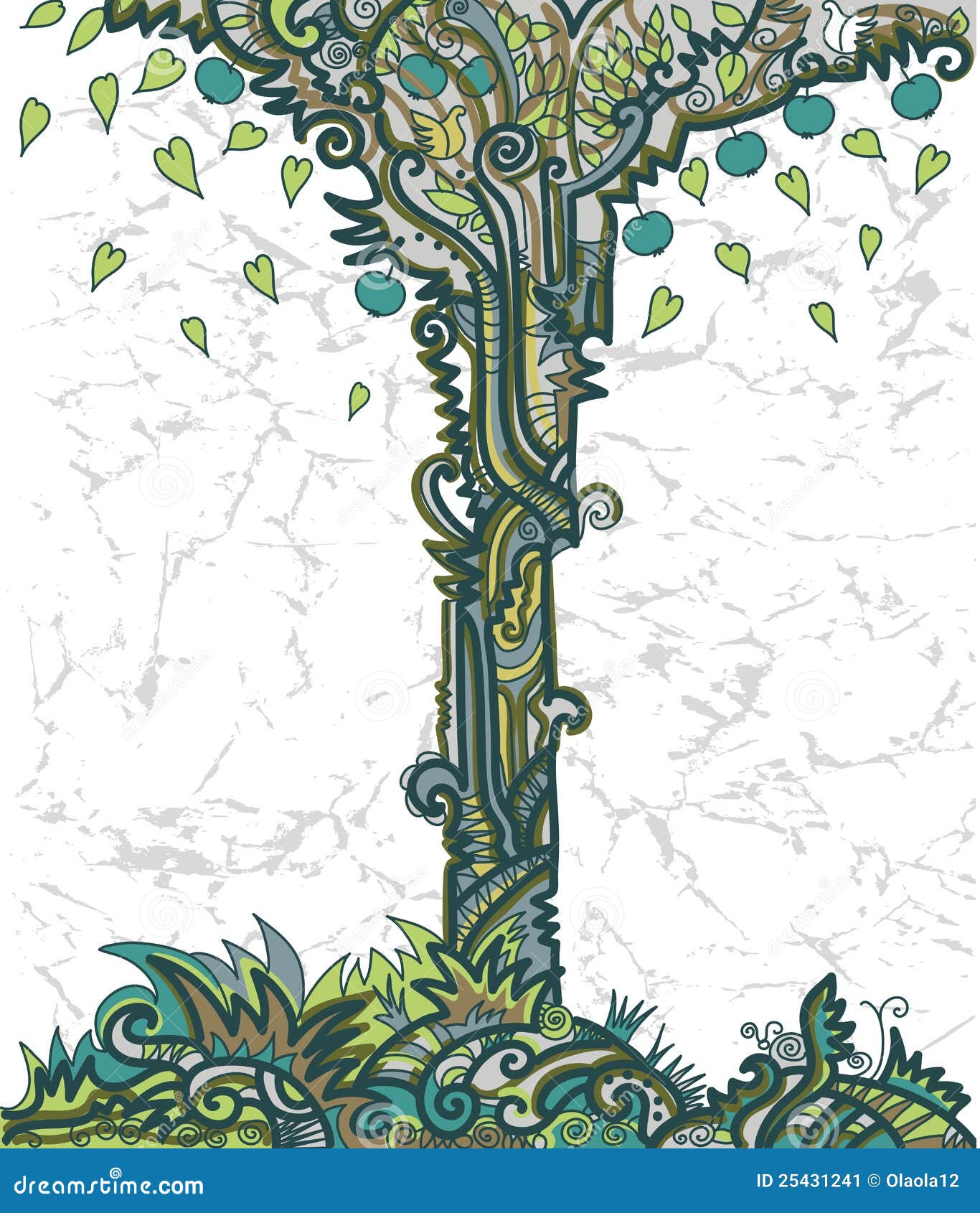 Background with Decorative Tree Stock Vector - Illustration of grow ...