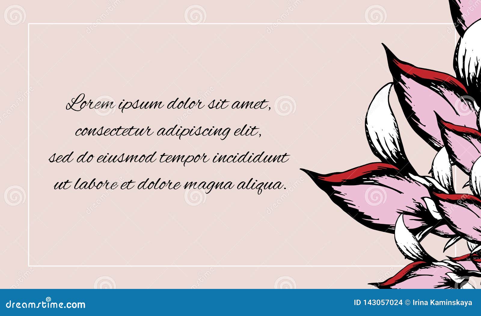 Background with Delicate Painted Flowers. Elegant Refined Text Frame ...