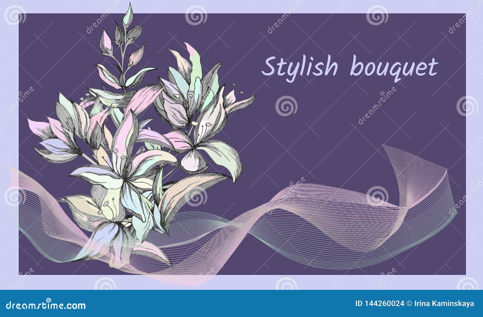 Background with Delicate Painted Flowers. Elegant Refined Text Frame ...