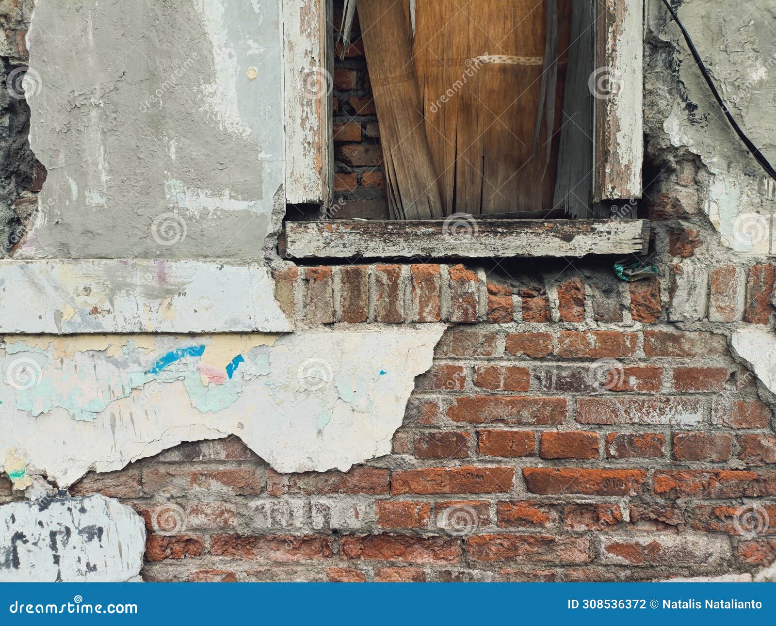 Background of a Demolished Building... Bricks and Windows that are ...