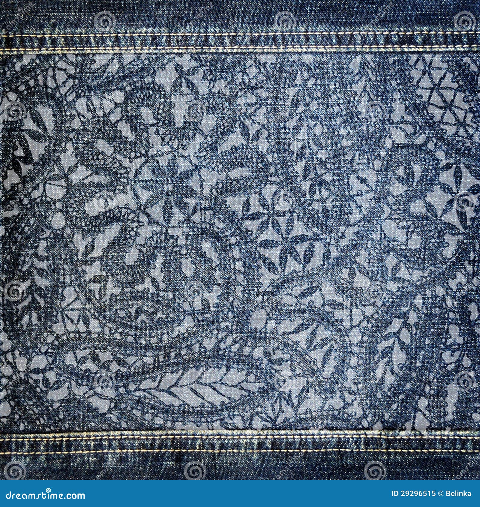 Background Denim Texture with Lace Pattern Stock Image - Image of ...