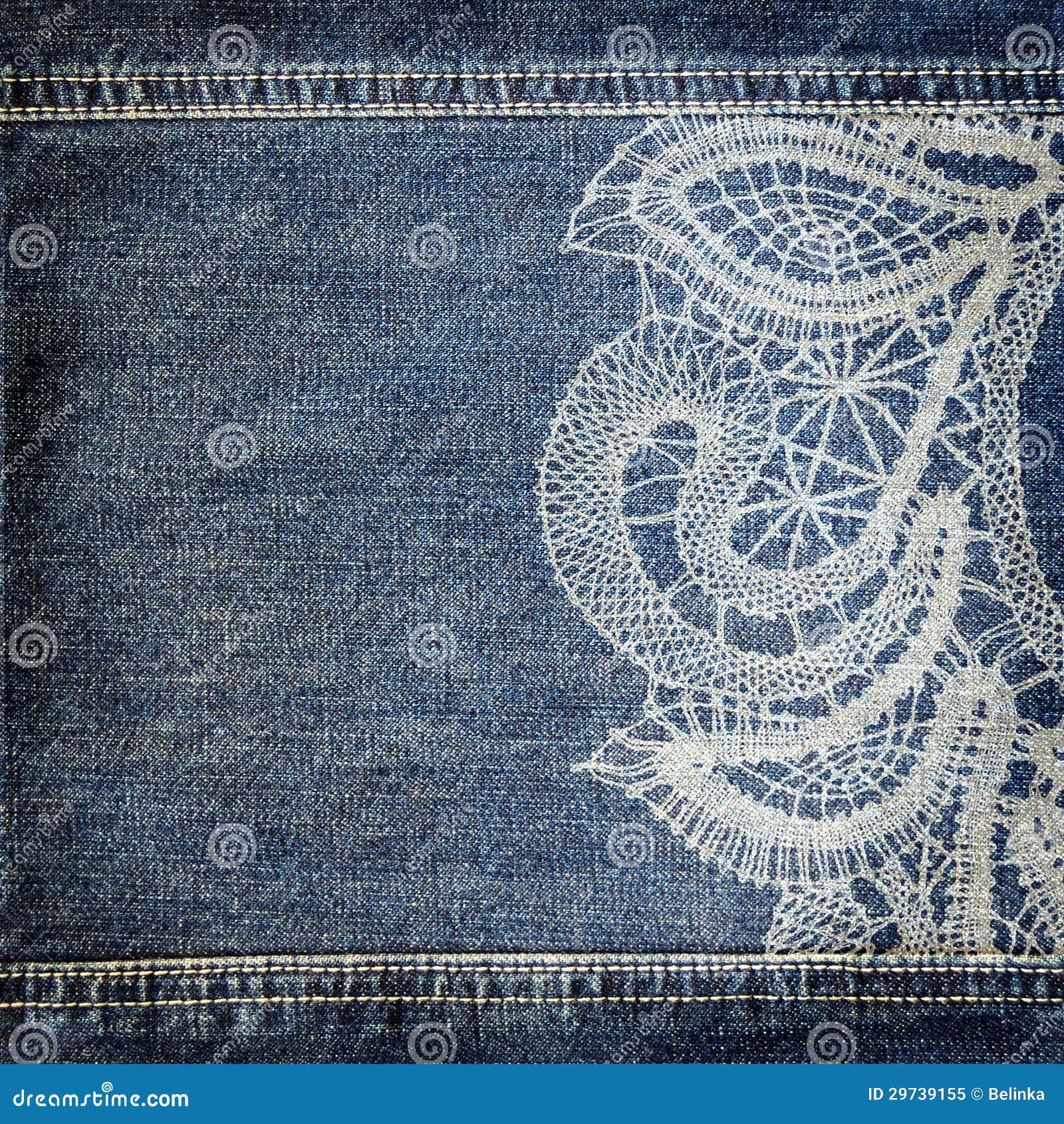 Background Denim Texture with Lace Pattern Stock Image - Image of dark ...