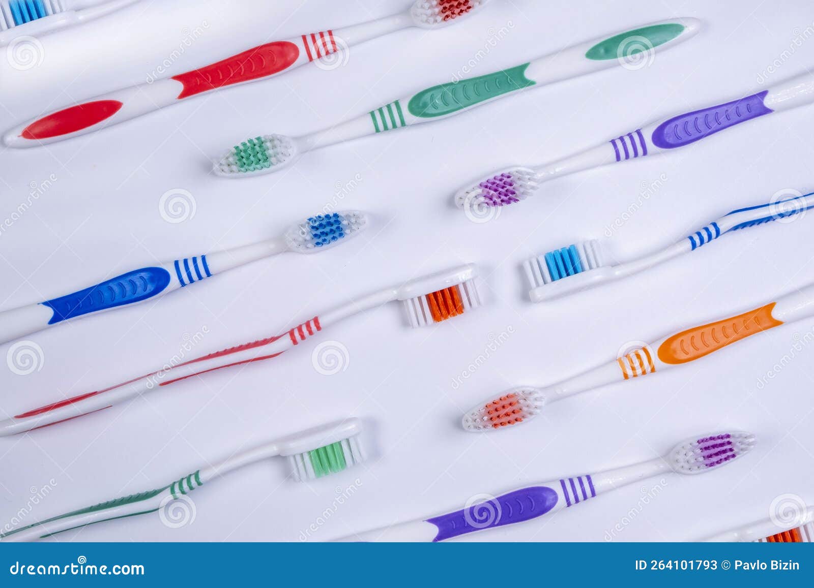 Background Dental Toothbrushes of Different Colors on a White ...