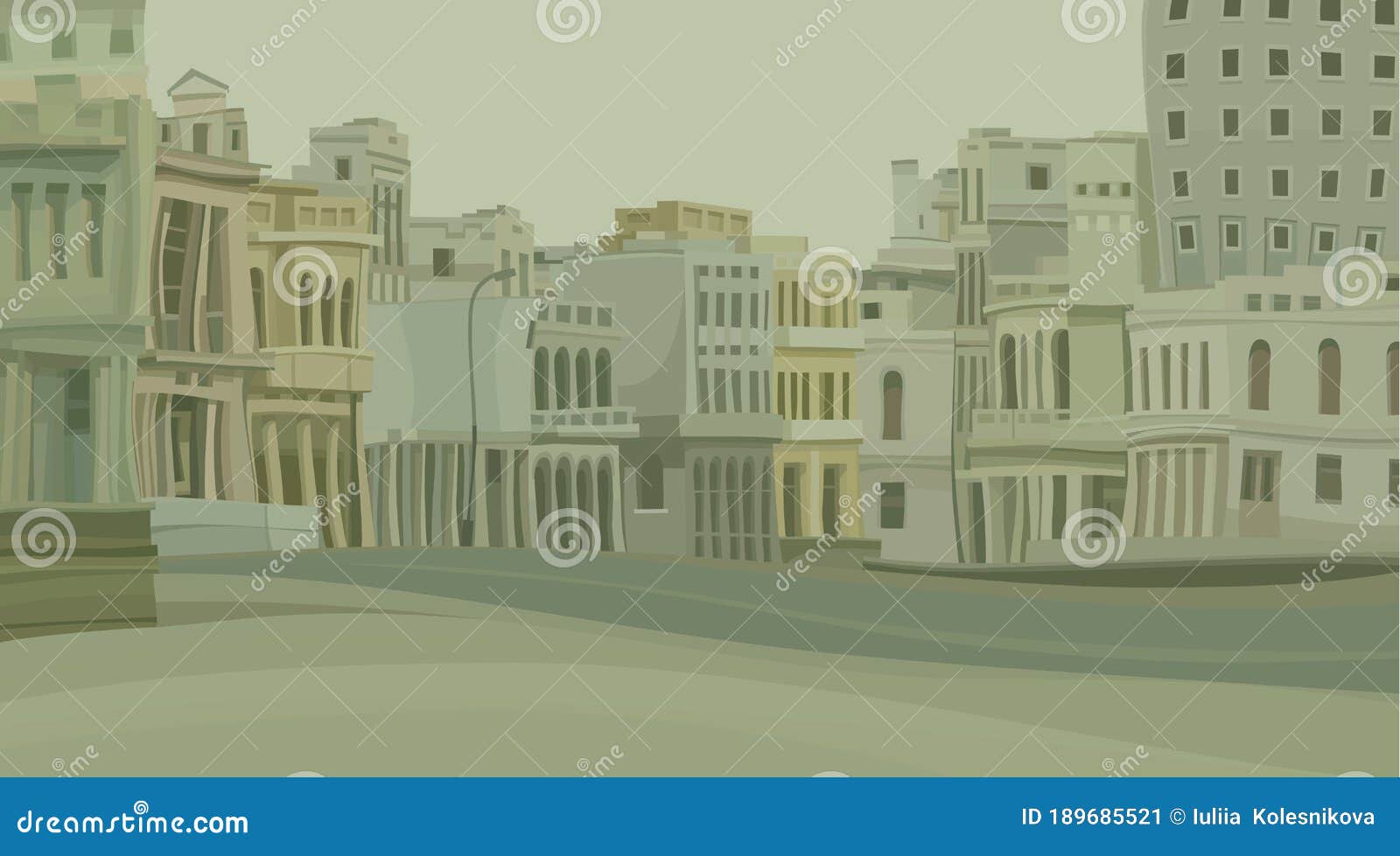 Background of a Deserted Street of Cartoony Old Town Stock Vector ...