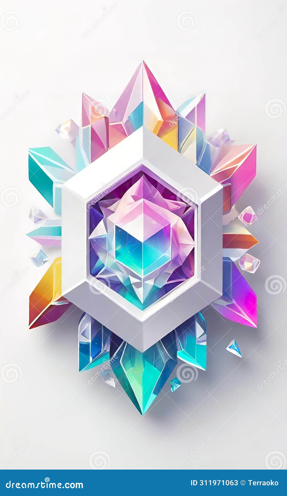 Background Design of Abstract Geometric Transparent Crystals, 3D ...