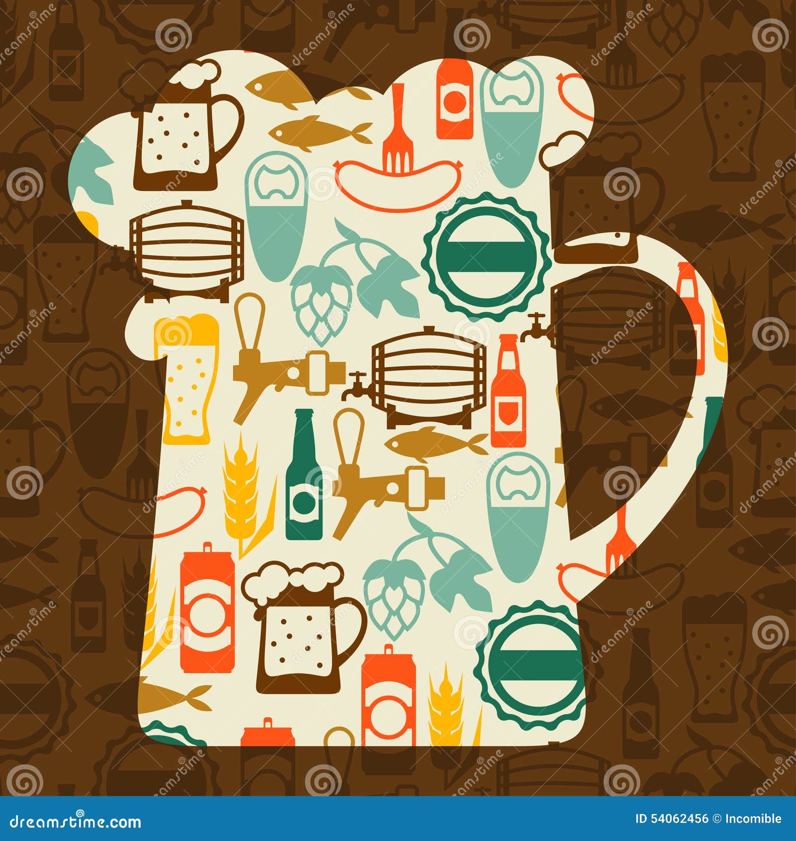 Background Design with Beer Icons and Objects Stock Vector ...