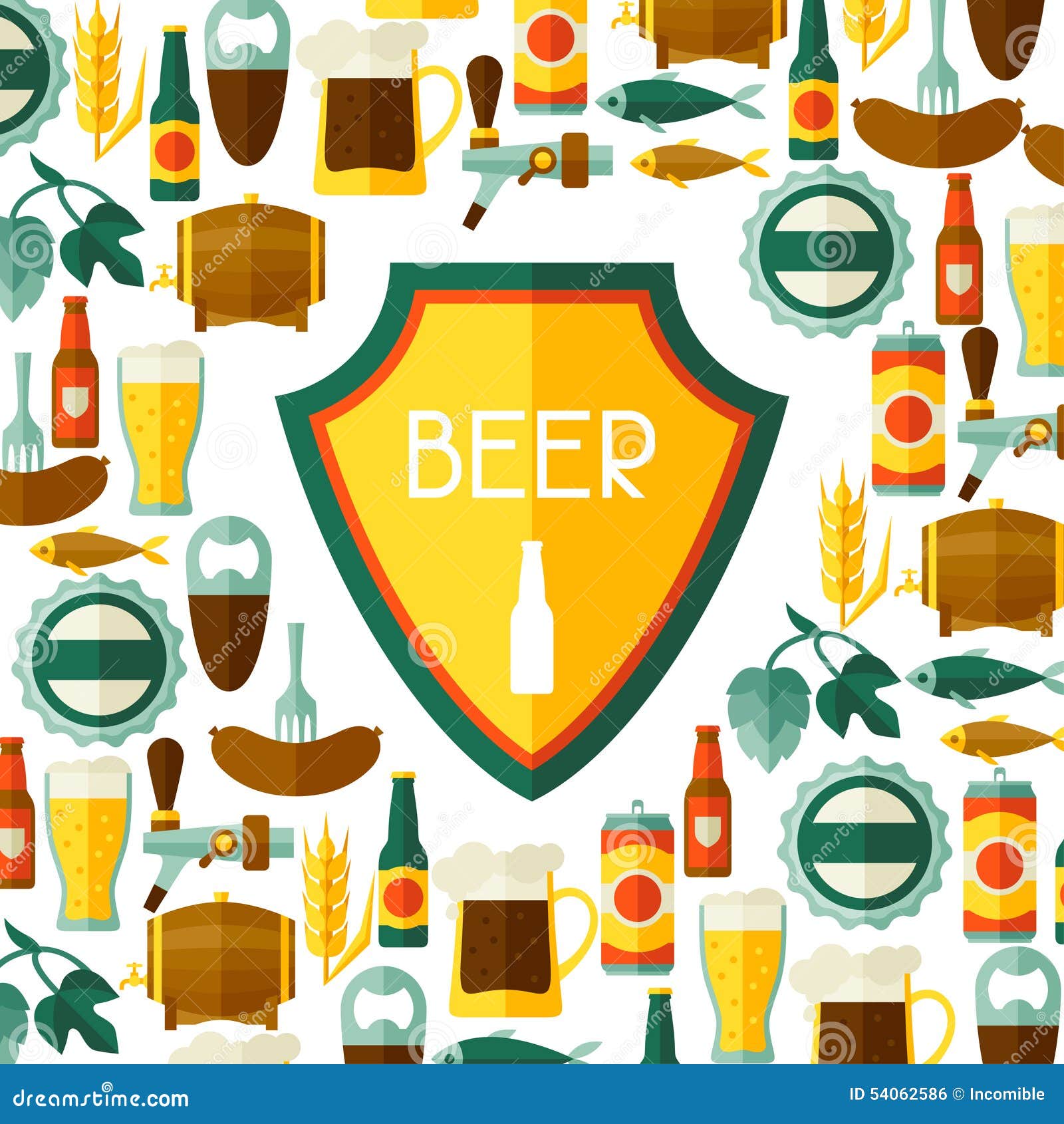 Background Design with Beer Icons and Objects Stock Vector ...