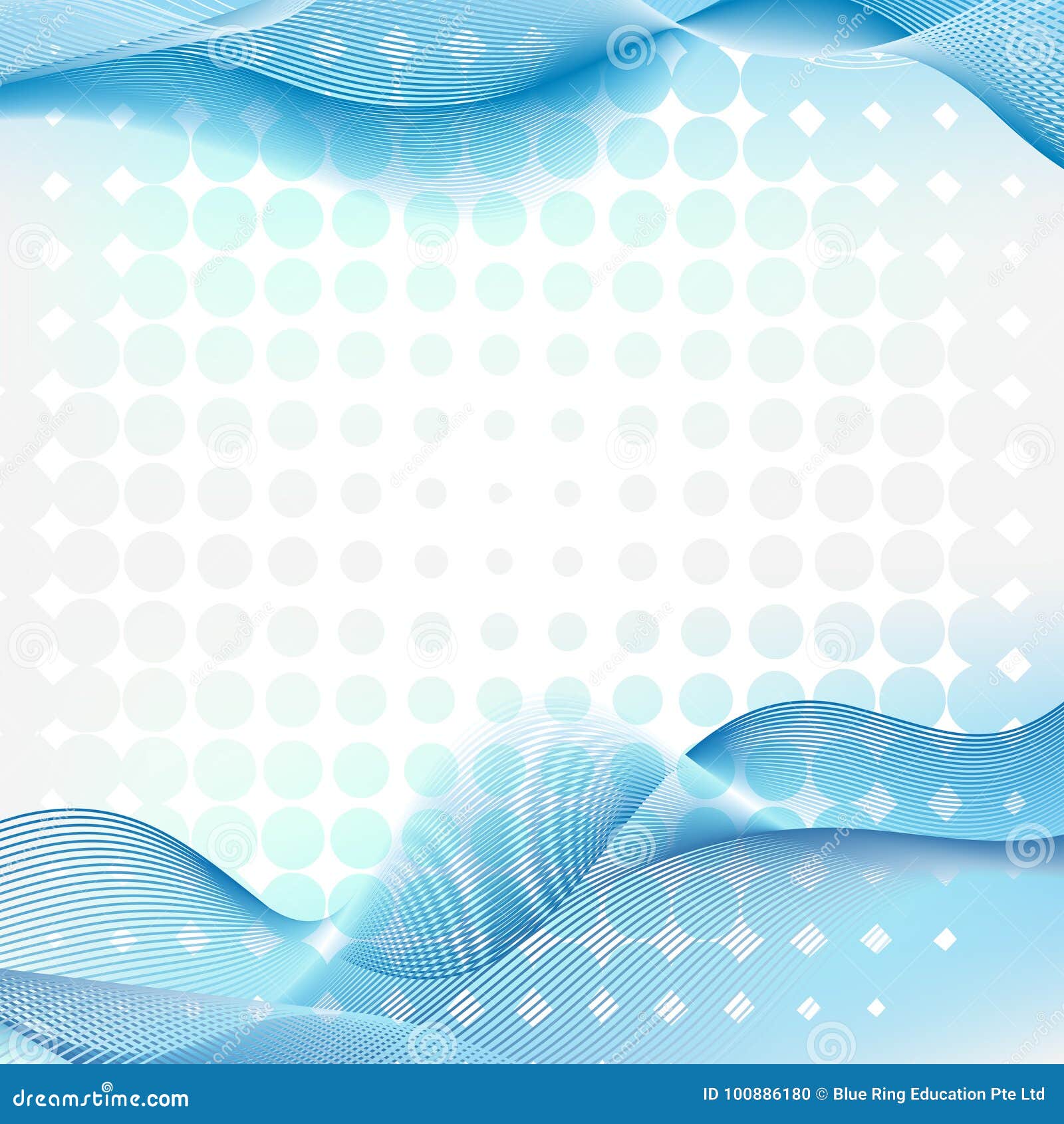 Background Design with Blue Waves and Dots Stock Vector - Illustration ...