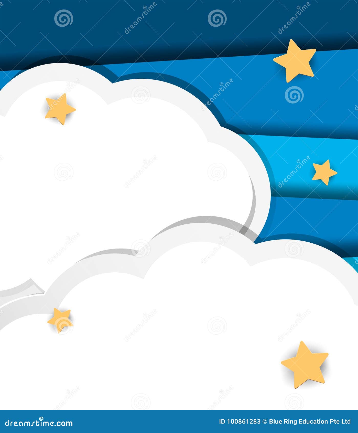 Background Design with Clouds and Stars Stock Vector - Illustration of ...