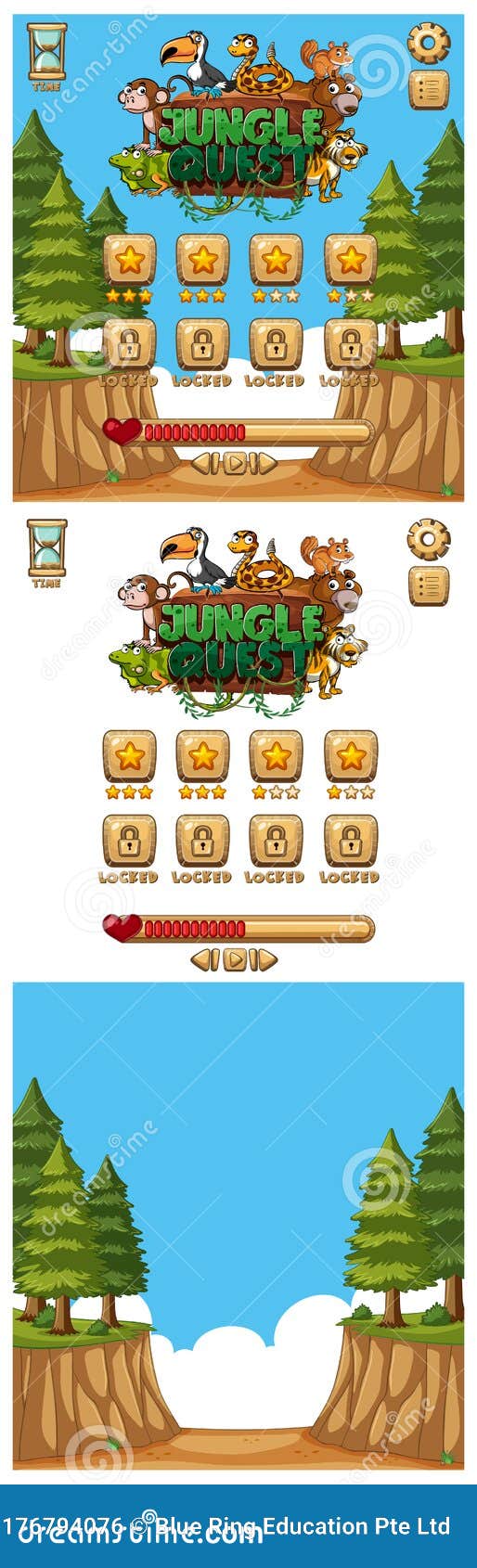 Background Design for Computer Game with Animals and Field Stock Vector ...