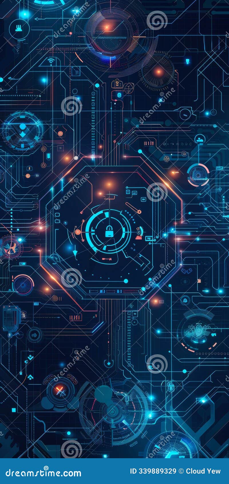 Background Design with Cyber Safety Motifs. Stock Illustration ...