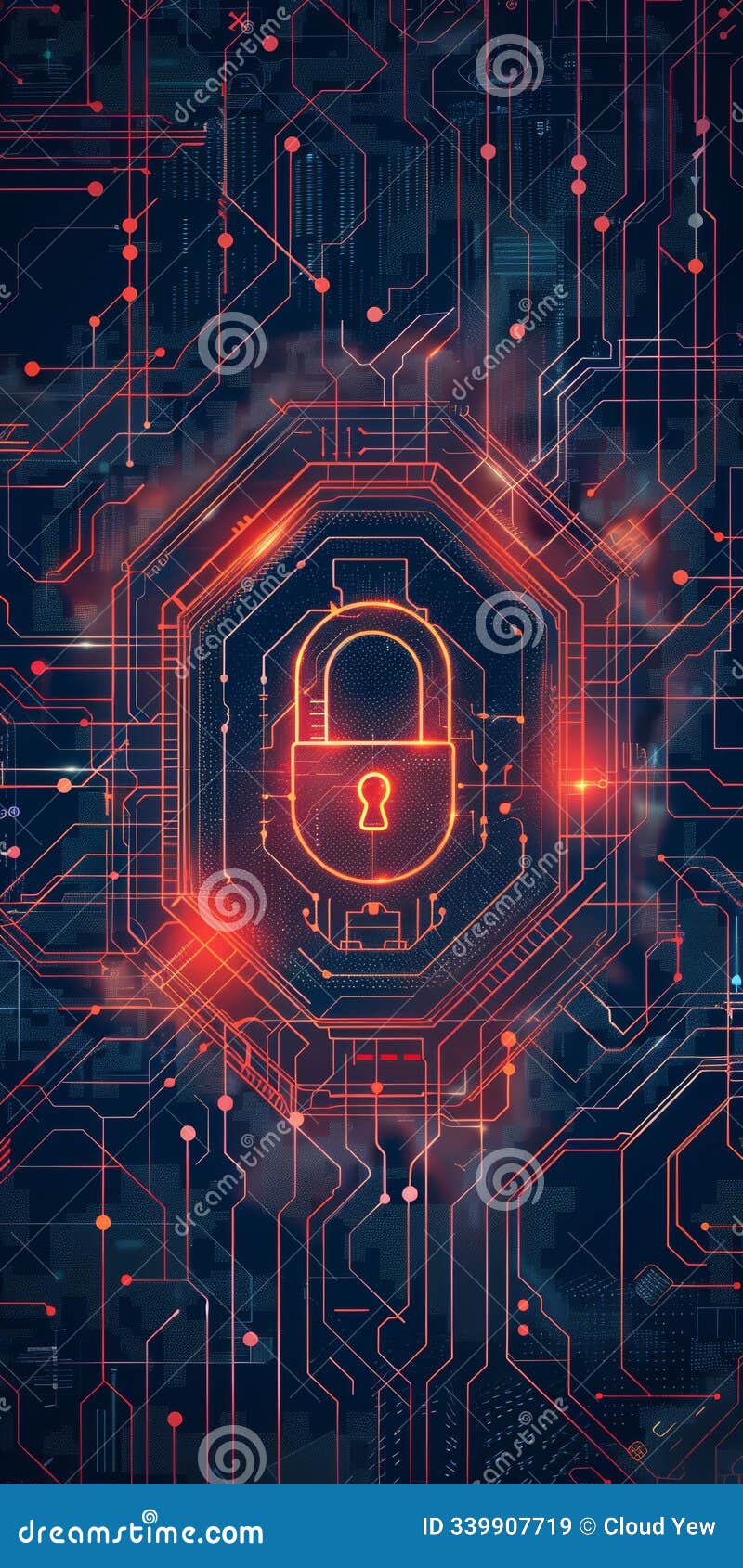 Background Design with Cyber Safety Motifs. Stock Illustration ...