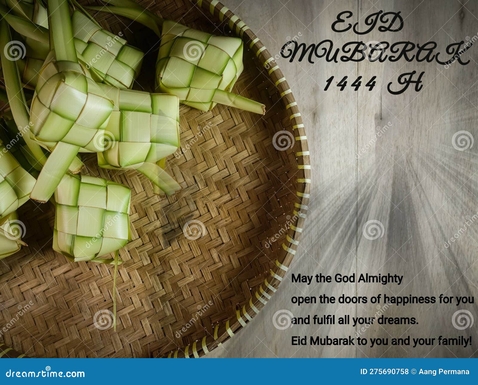 Background Design with Eid Mubarak or Eid Fitr Theme , with Ketupat ...