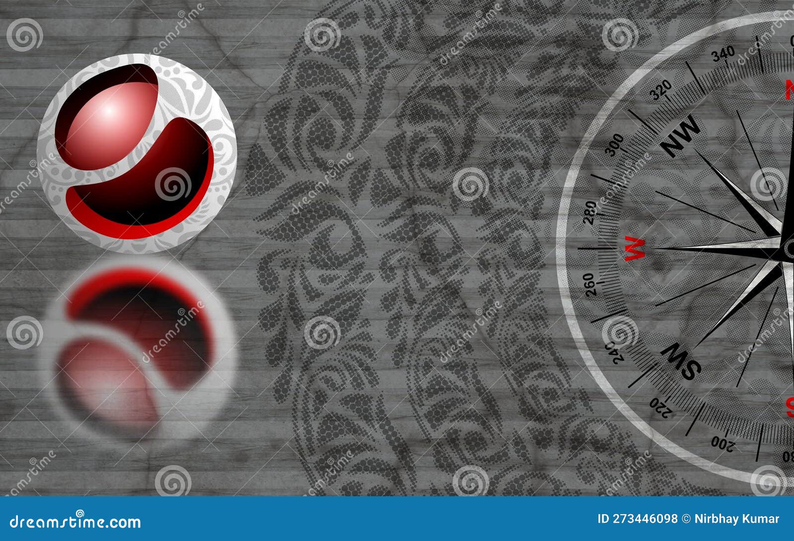 The Background Design Features a Compass and a 3D Ball Stock Vector ...