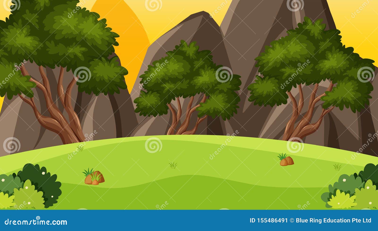 Background Design of Landscape with Green Grass on Hill Stock Vector ...