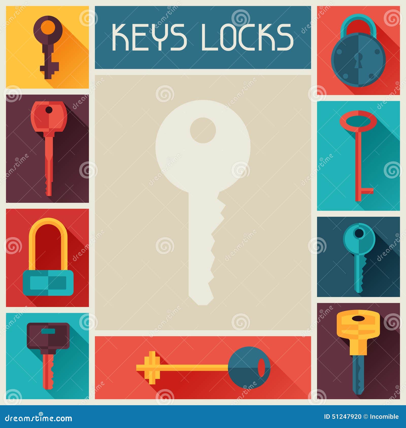 Background Design with Locks and Keys Icons Stock Vector - Illustration ...