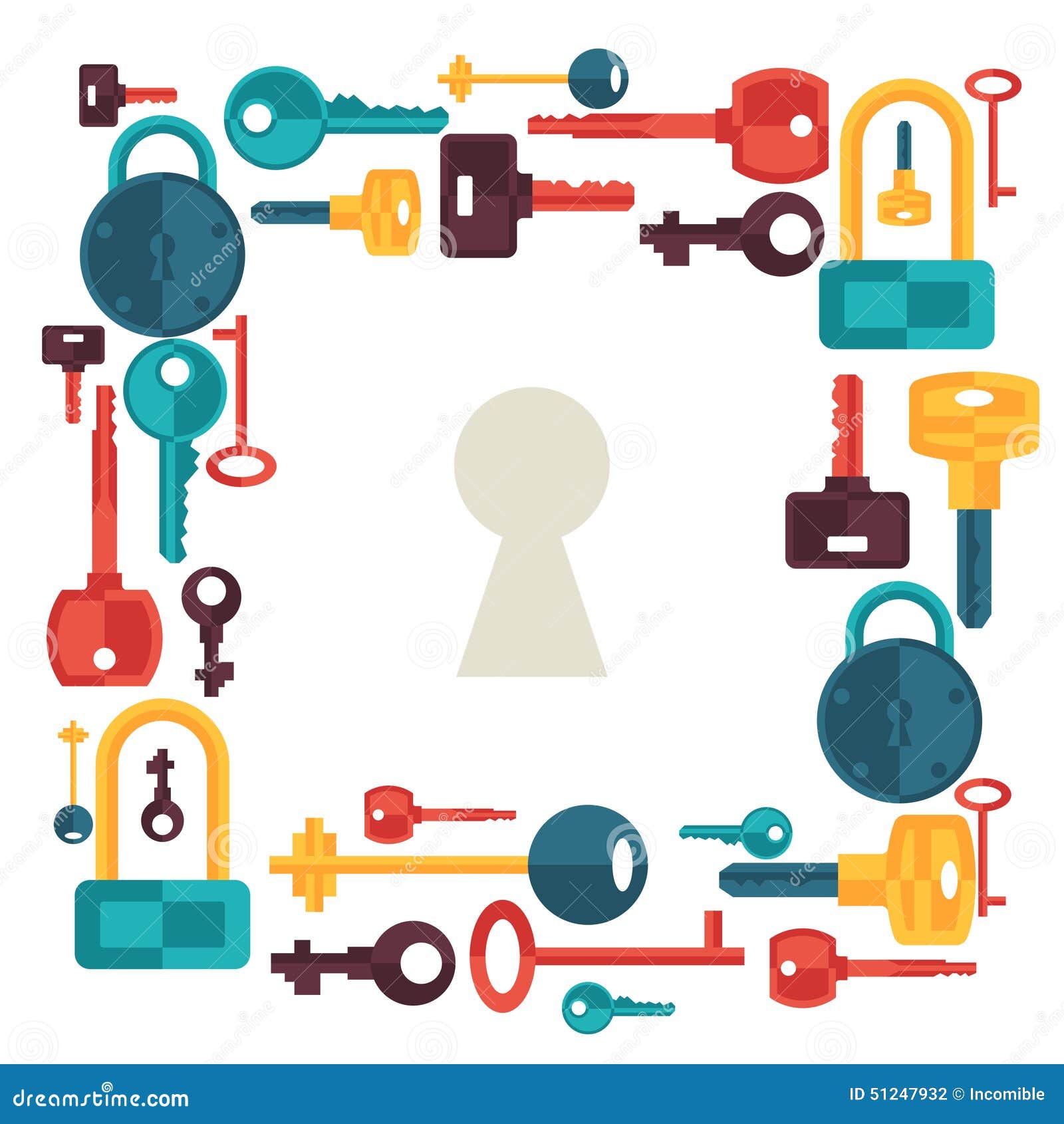 Background Design with Locks and Keys Icons Stock Vector - Illustration ...