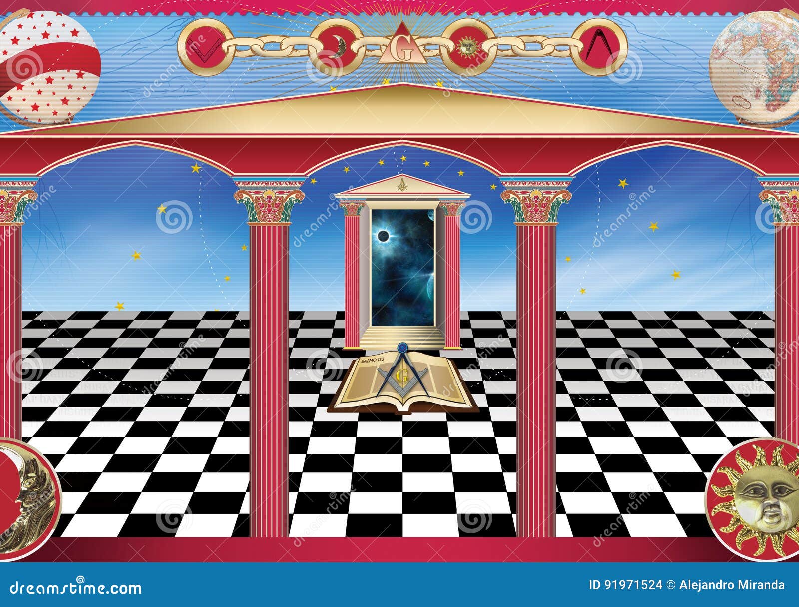 Background Design with Masonic Symbols Stock Illustration ...