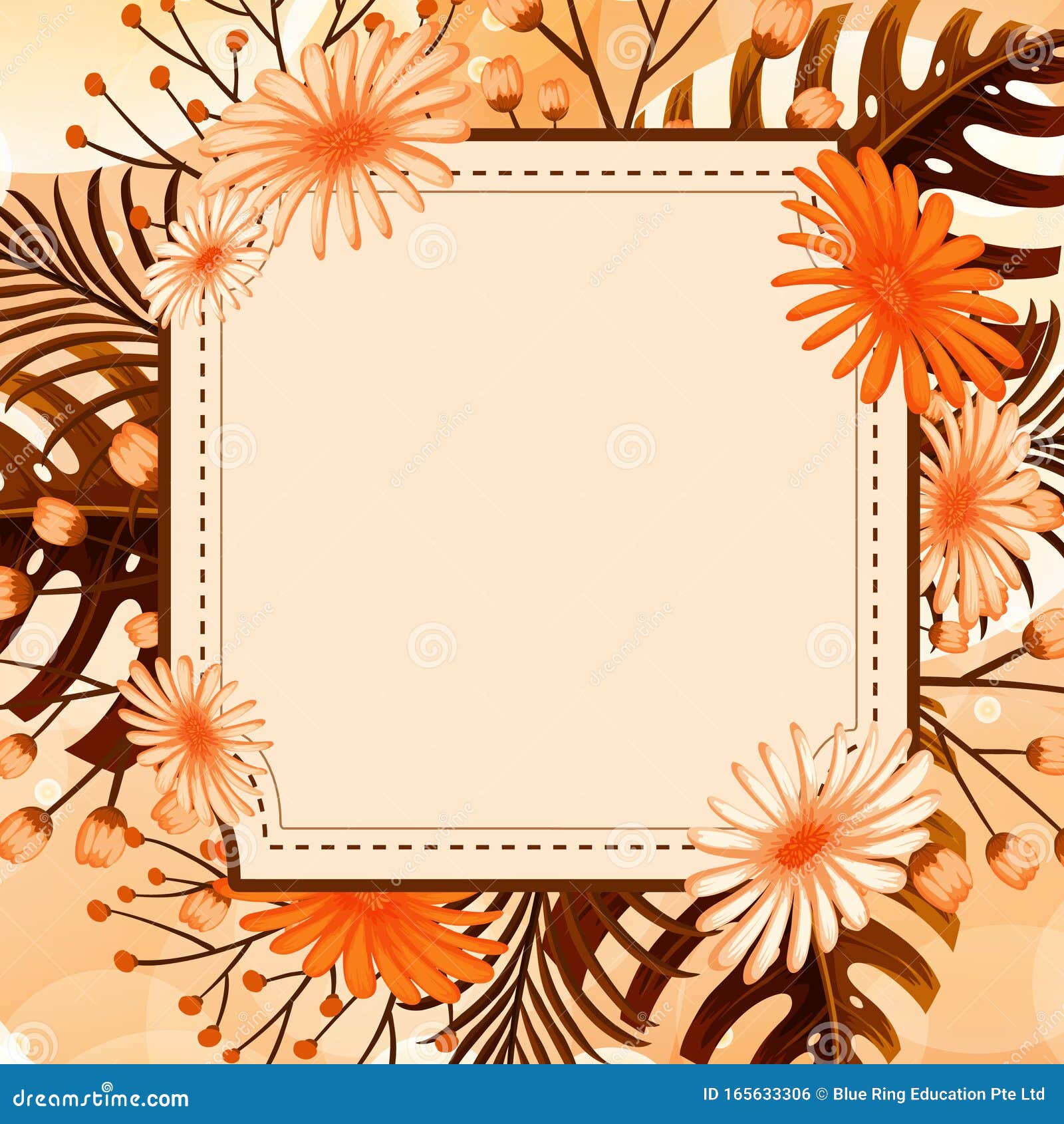Background Design with Orange Flowers Stock Illustration - Illustration ...