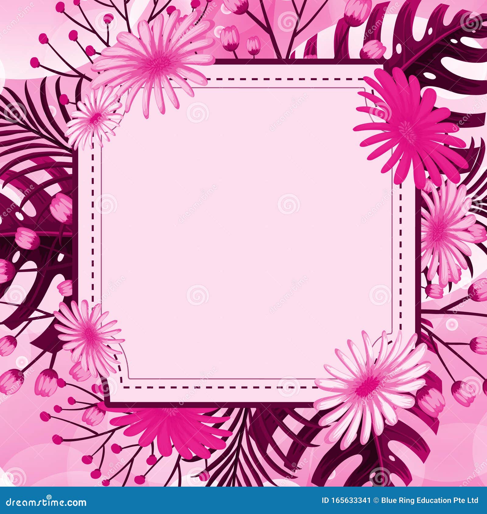 Background Design with Pink Flower Frame Stock Illustration ...