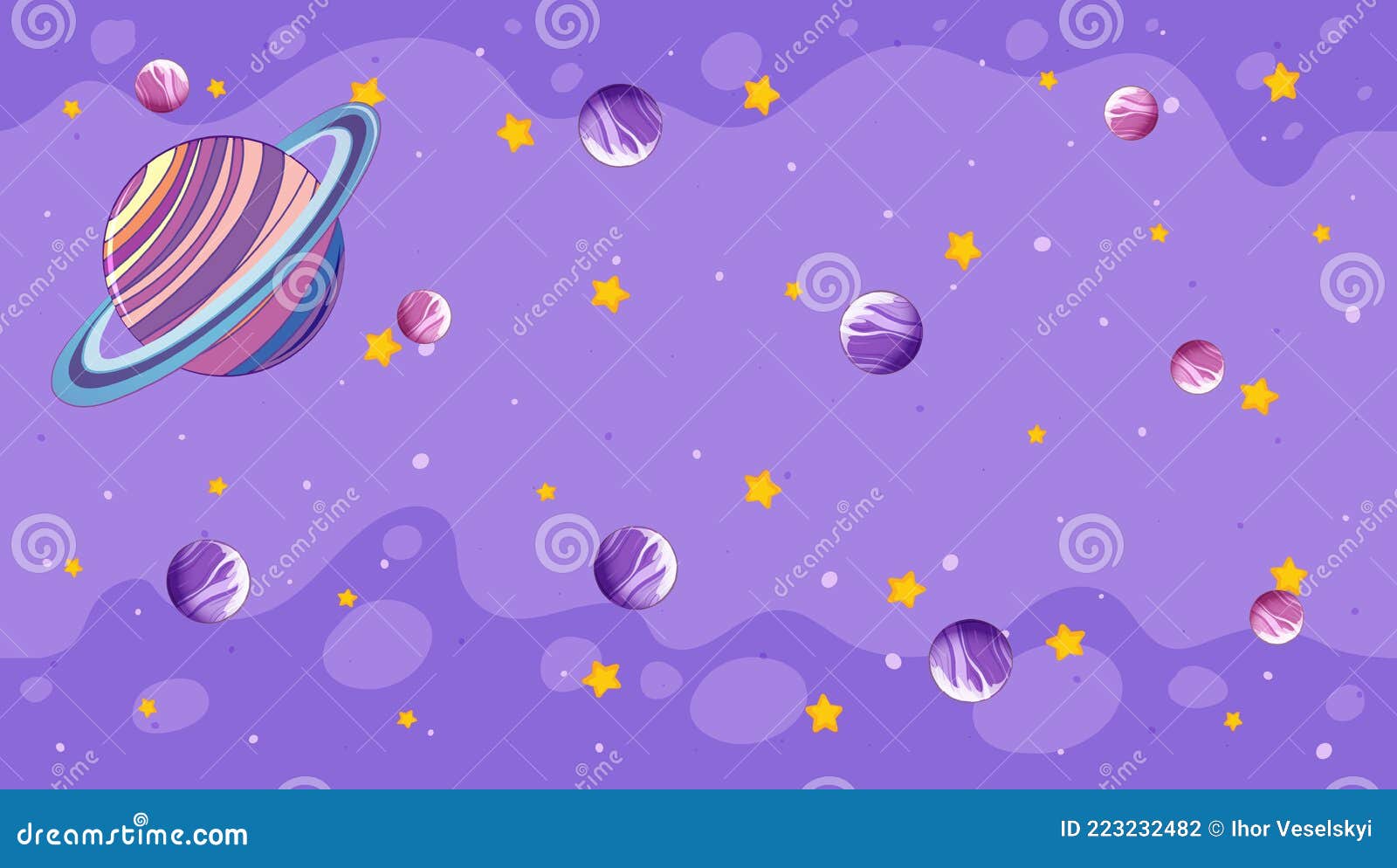 Background Design with Planets on Purple Background Stock Vector ...