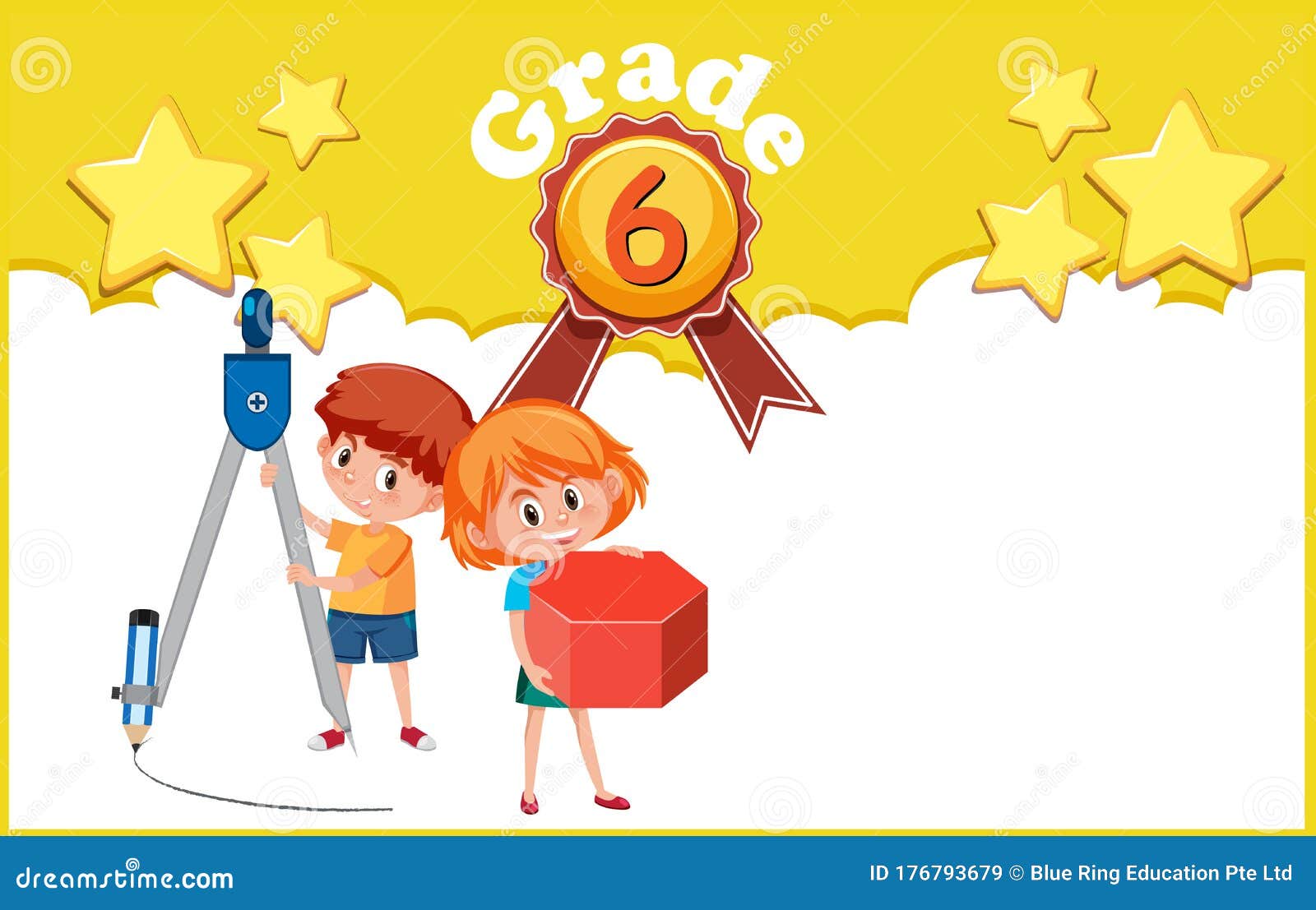 Background Design Template with Children from Grade 6 Stock Vector ...