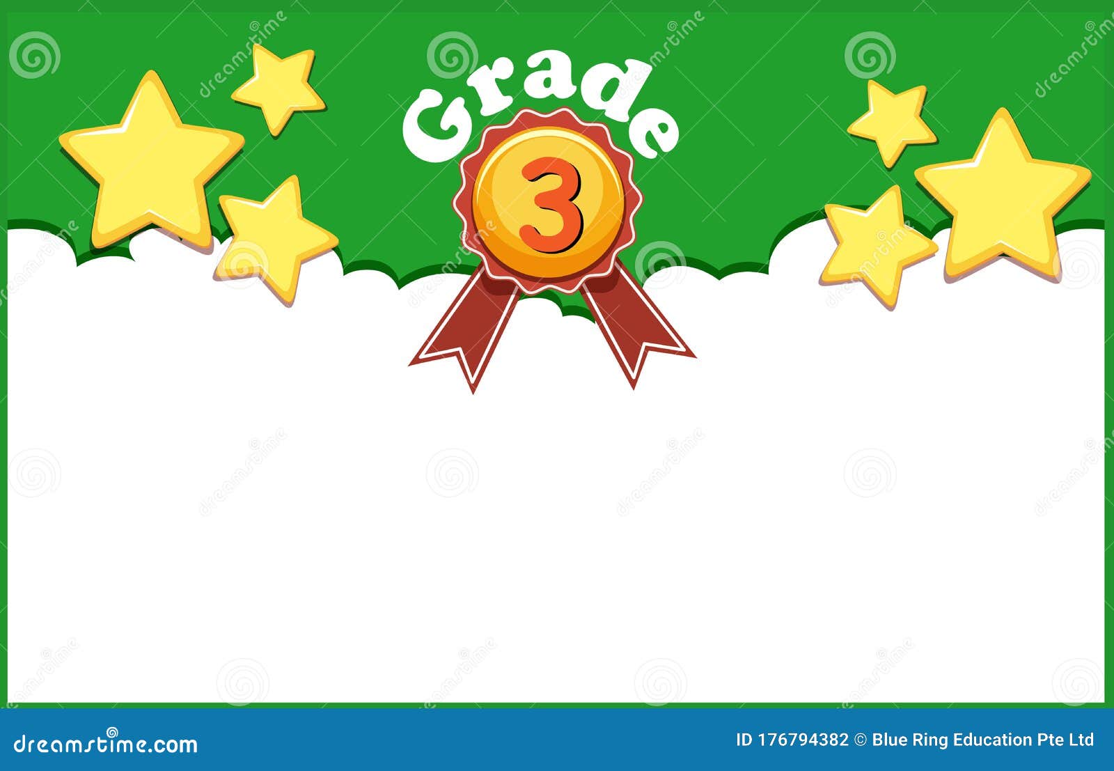 Background Design Template For Grade Three With Yellow Stars Stock ...