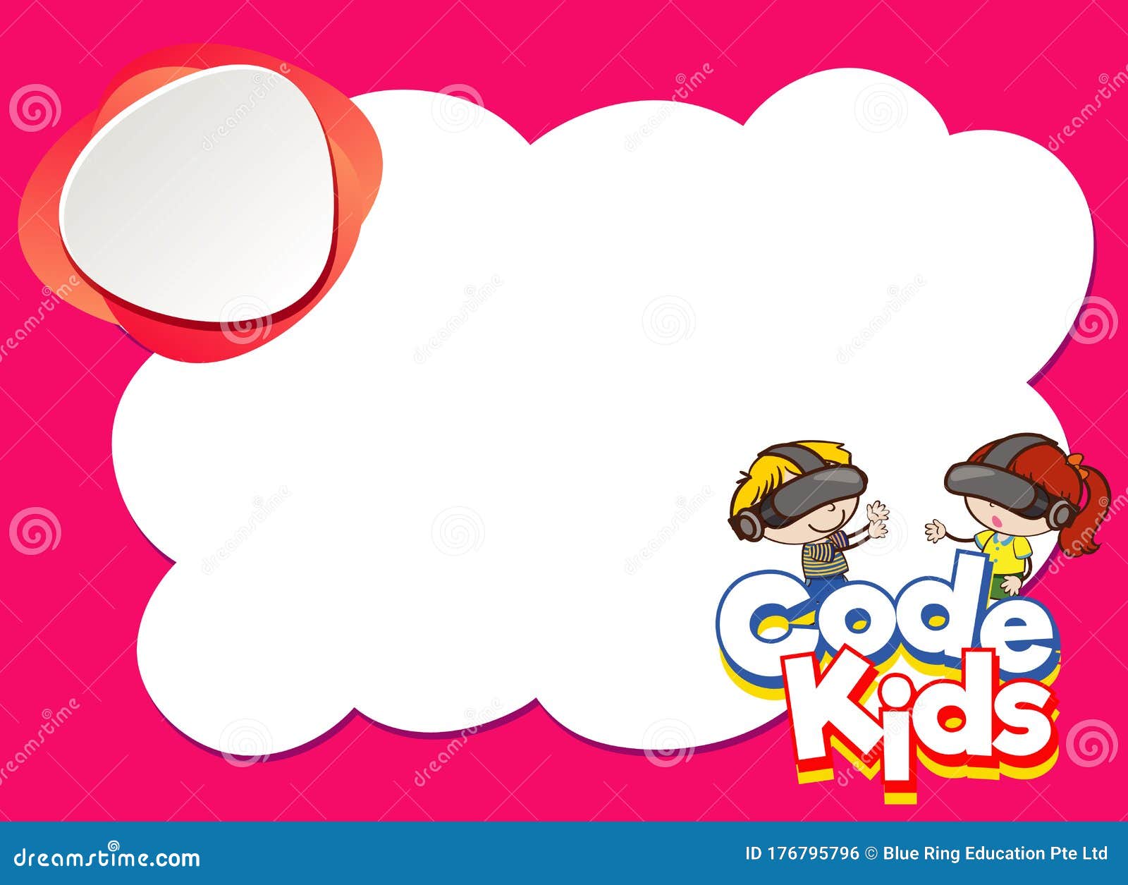 Background Design Template with Two Kids and Word Code Kids Stock ...
