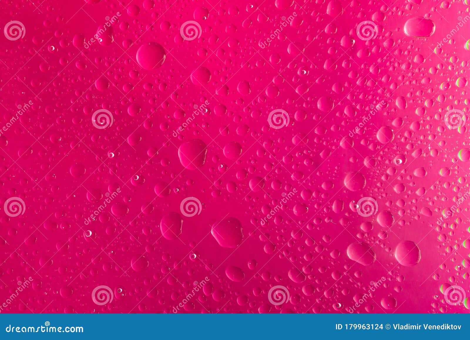 Background for Design of Water Drop Close Up on a Pink Surface Stock ...