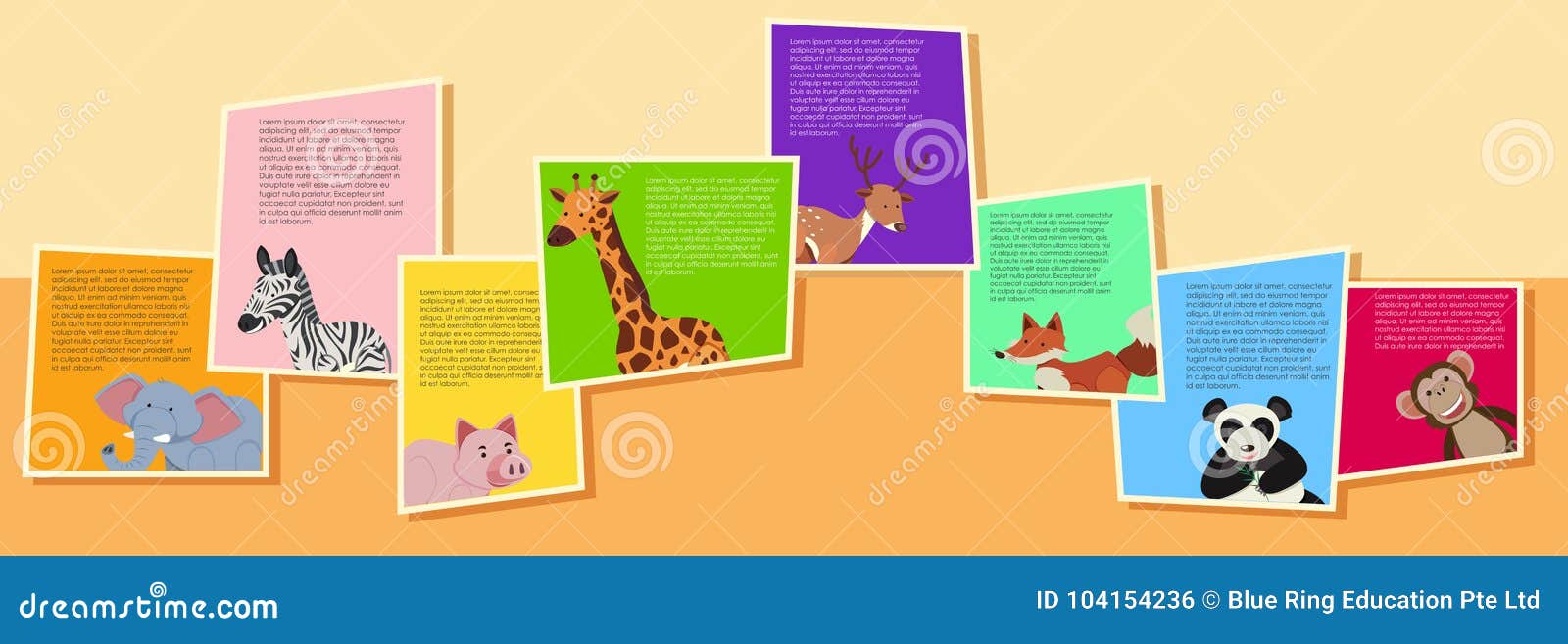 Background Design with Wild Animals and Text Stock Vector ...
