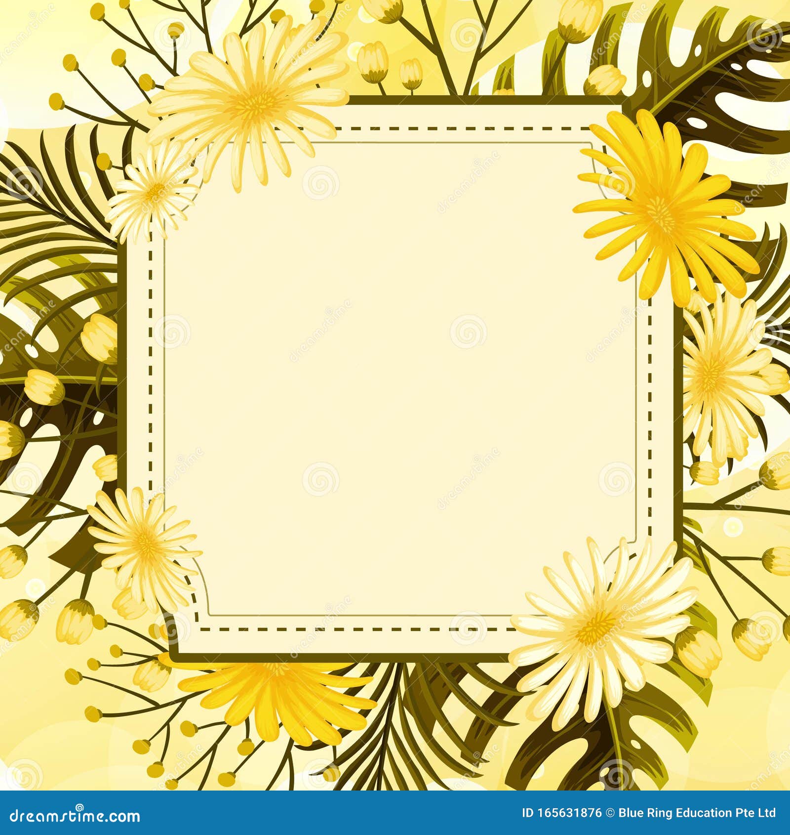 Background Design with Yellow Flowers Frame Stock Illustration ...
