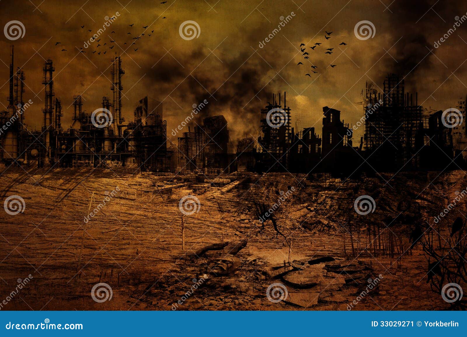 Background - Destroyed City Stock Illustration - Illustration of ...