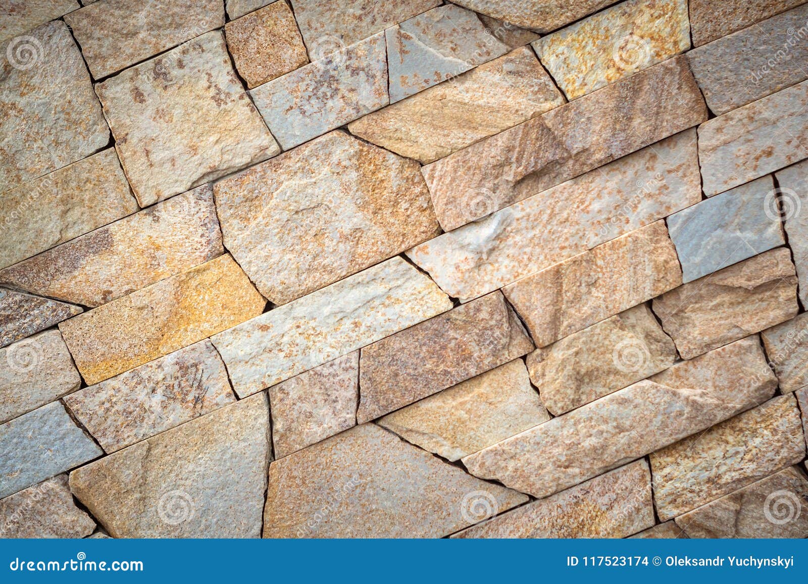 Background of Diagonally Placed Limestone Bricks of Yellow and Brown ...