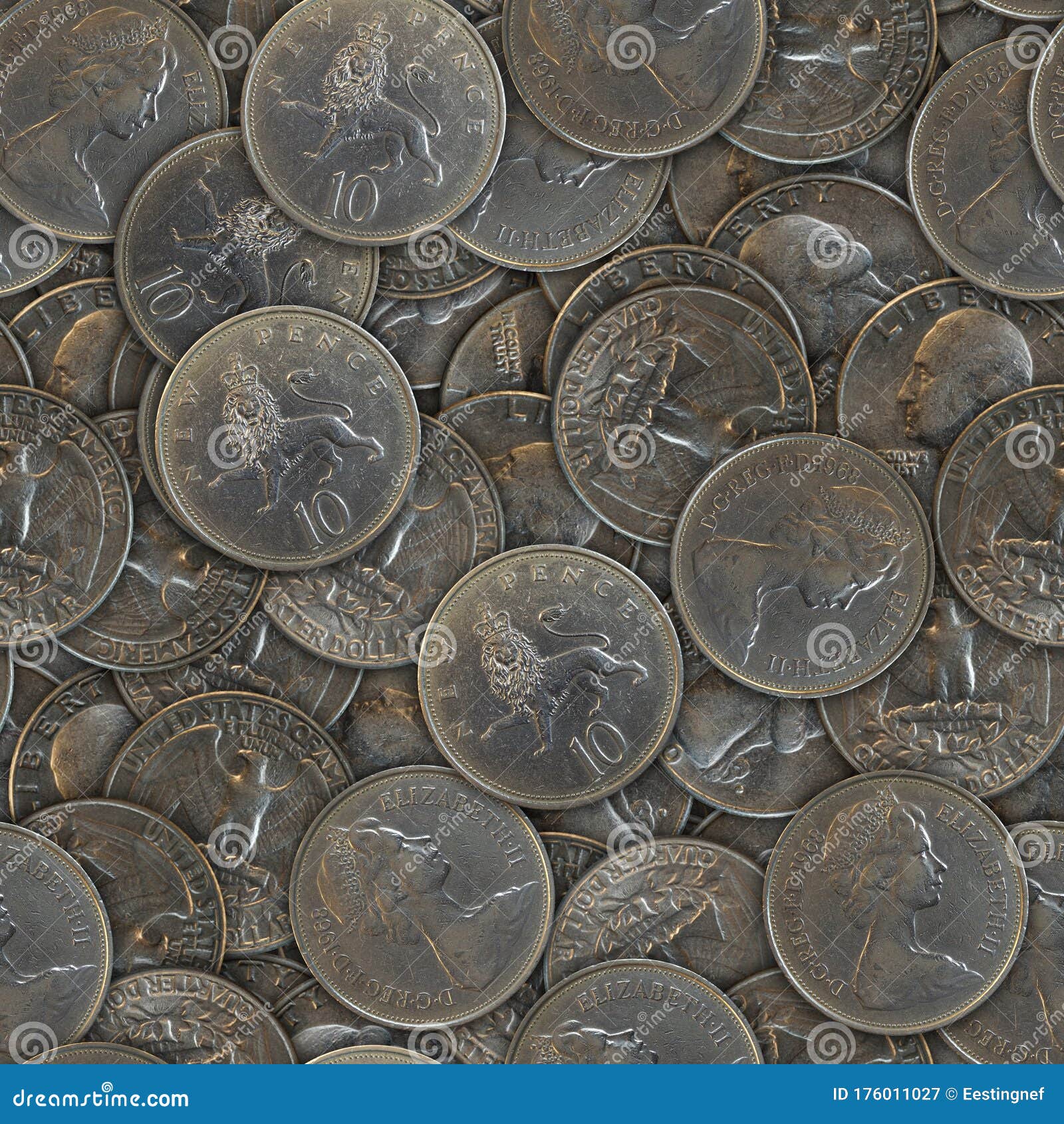Background of Different Coins. Seamless Stock Image - Image of finance ...