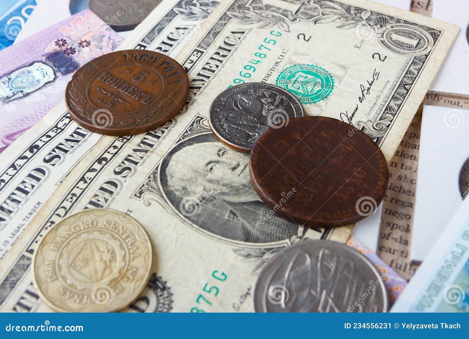 Background from Different Collector Coins and Banknotes Stock Image ...