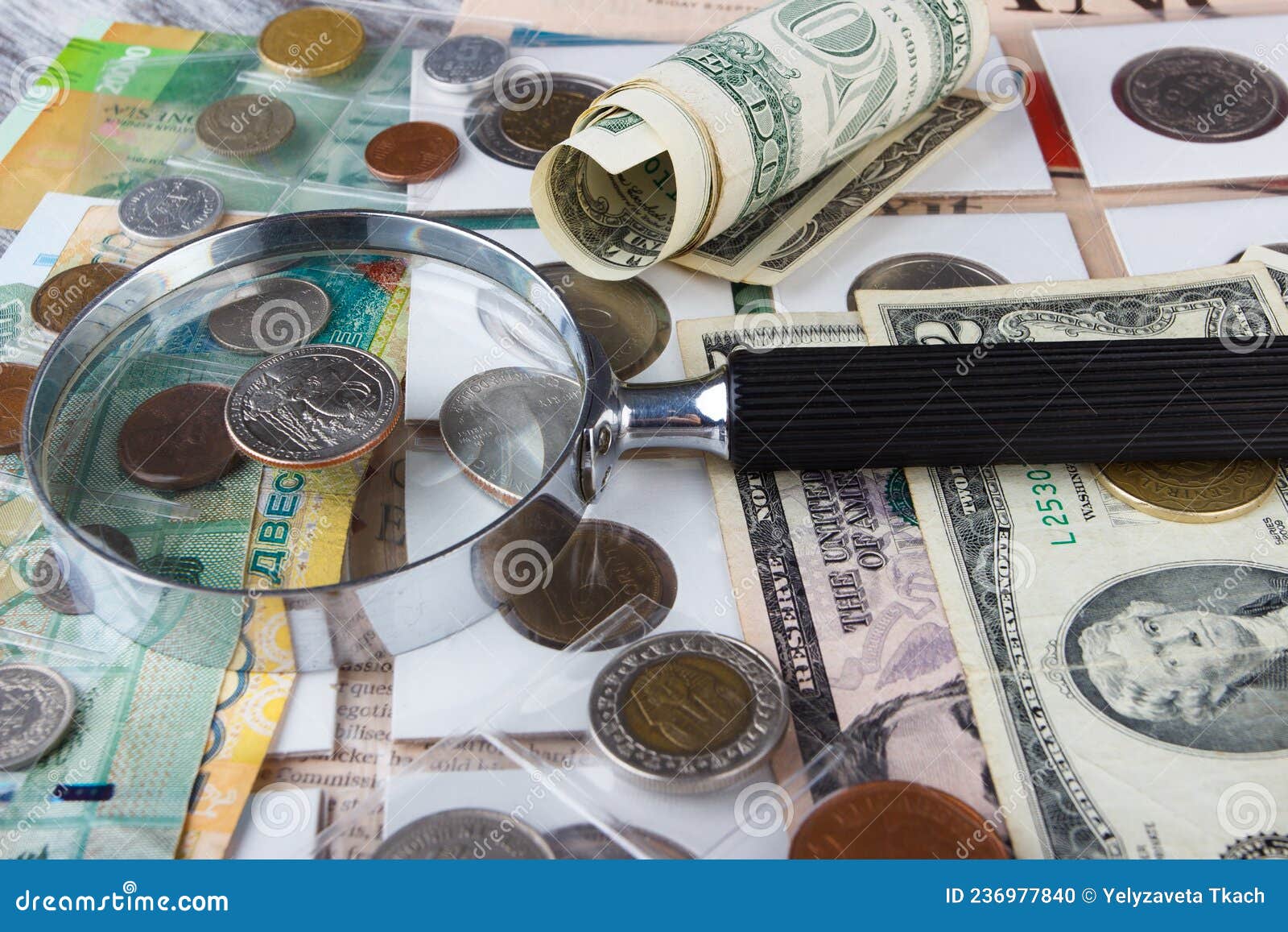 Background from Different Collector Coins and Banknotes Stock Photo ...