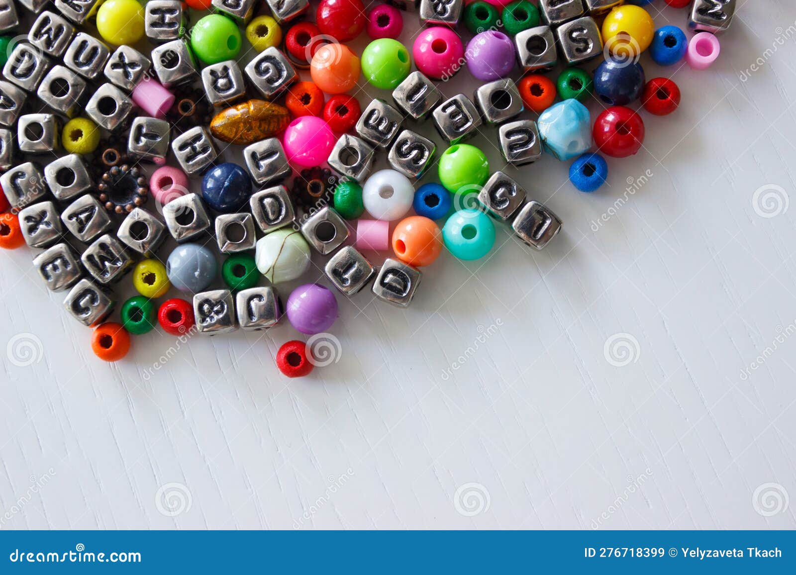 Background from Different Colored Beads with Numbers and Symbols, Flat ...