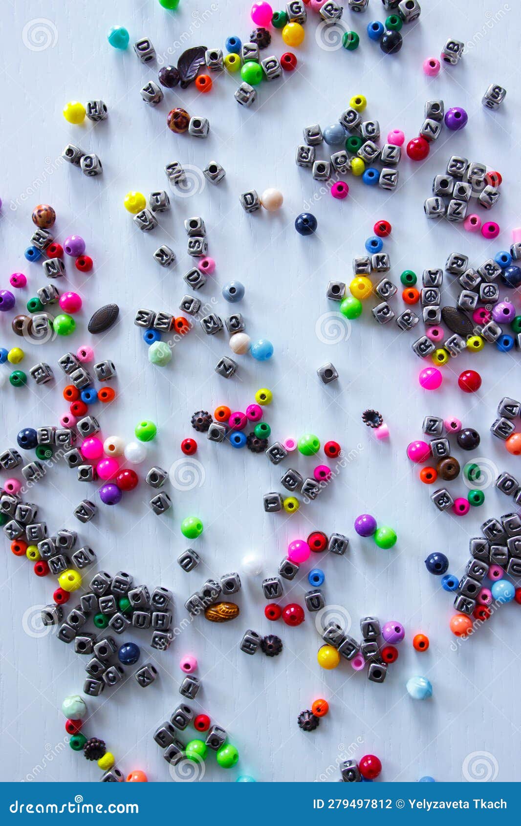 Background from Different Colored Beads with Numbers and Symbols Stock ...