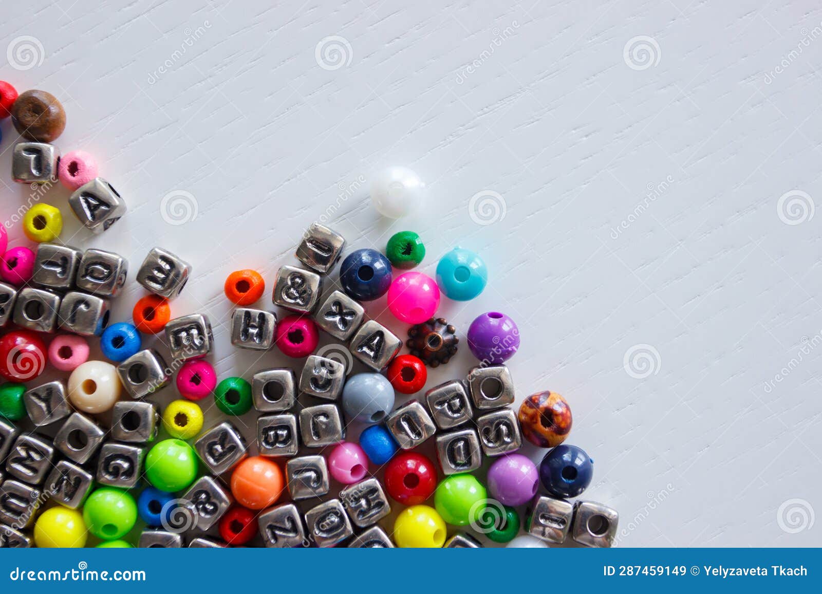 Background from Different Colored Beads with Numbers and Symbols Stock ...