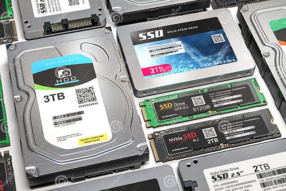 Background from Different Data Storage Devices. Hdd, Ssd and Ssd M2 Iin ...