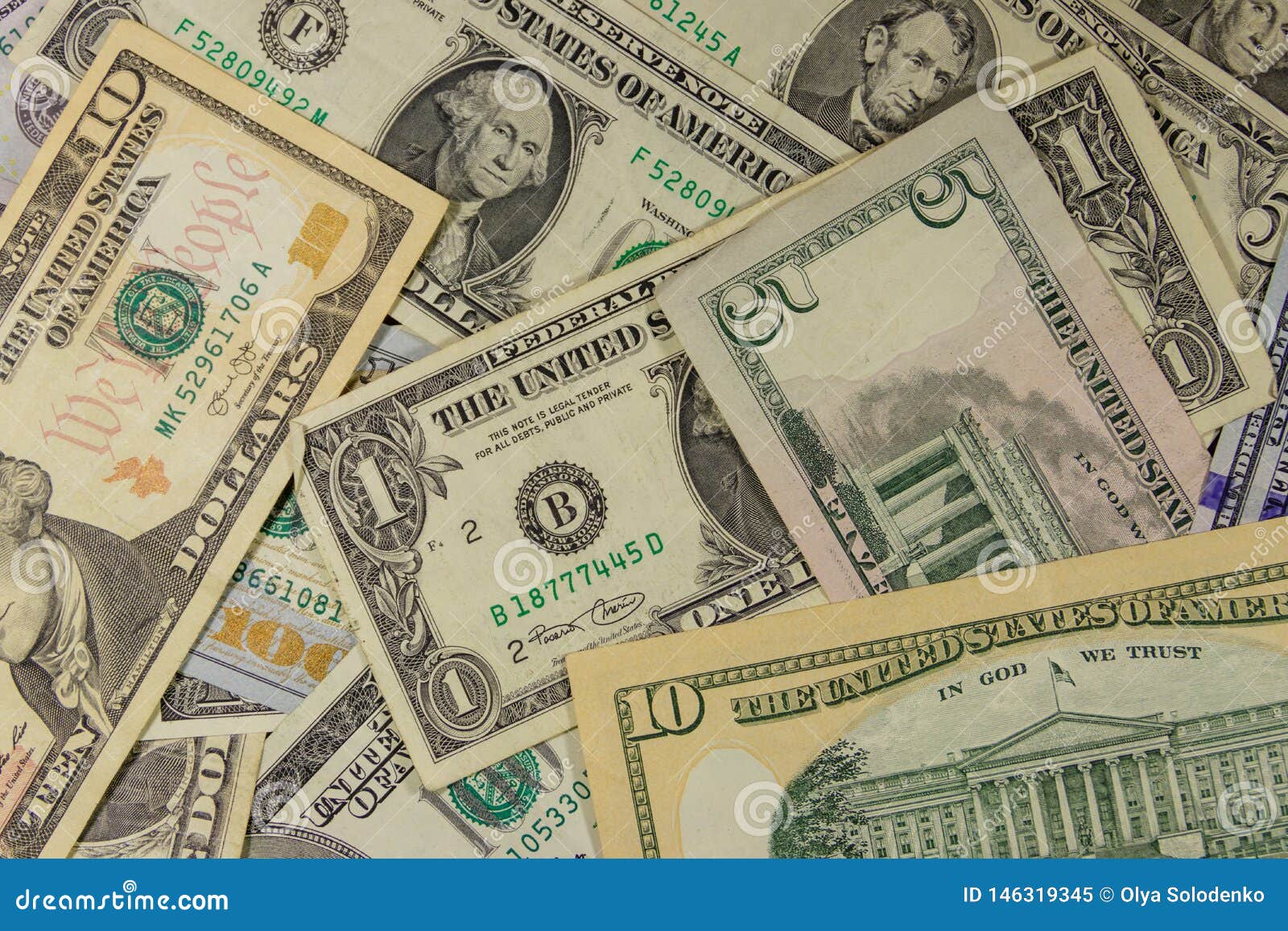 Background of Different Dollar Banknotes Stock Image - Image of ...