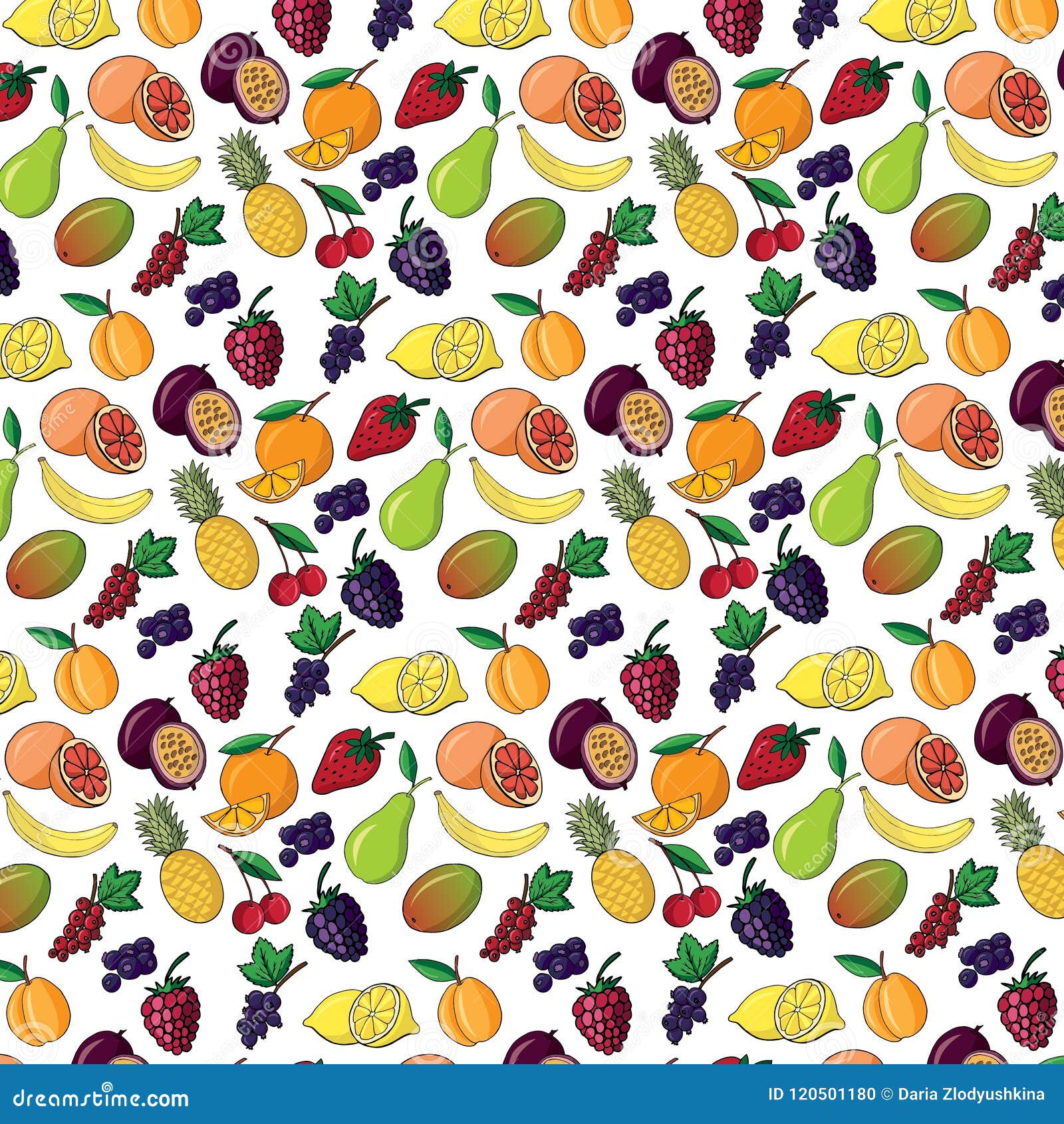 Background of Different Fruits. Vector Illustration for Design Stock ...
